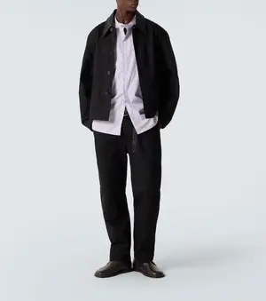 Studio Nicholson X Aaron Levine Cotton Jacket With Leather Collar