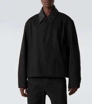 Studio Nicholson X Aaron Levine Cotton Jacket With Leather Collar