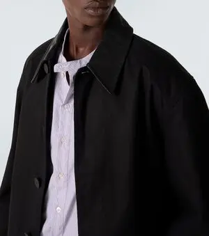 Studio Nicholson X Aaron Levine Cotton Jacket With Leather Collar