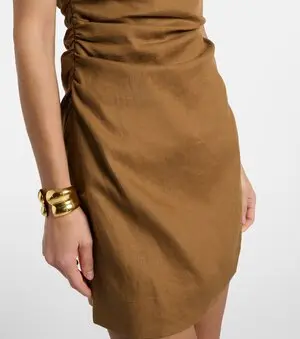 Faithfull The Brand Marga Linen Minidress - Brown