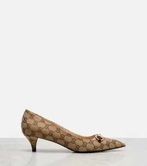 Gucci Erin Gg Canvas Horsebit Pumps