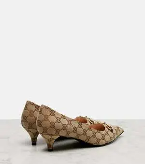 Gucci Erin Gg Canvas Horsebit Pumps