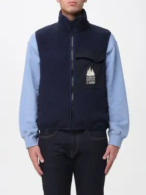Maison Kitsuné Fleece Vest With Graphic Detail - Blue