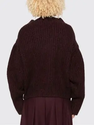 Dries Van Noten Ribbed Mock Neck Sweater - Burgundy