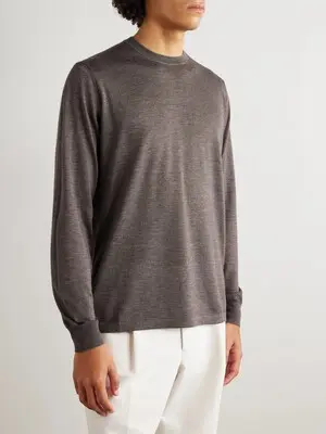 Thom Sweeney Cashmere And Silk-blend Sweater - Brown
