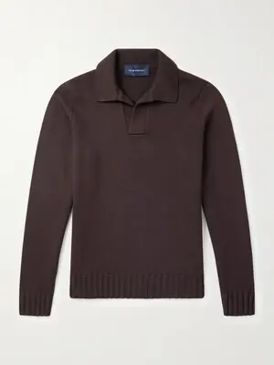 Thom Sweeney Skipper Wool Polo Shirt - Brown