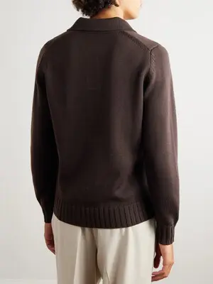 Thom Sweeney Skipper Wool Polo Shirt - Brown