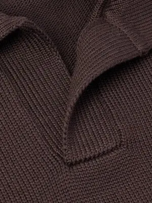 Thom Sweeney Skipper Wool Polo Shirt - Brown