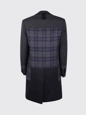 Junya Watanabe Paneled Checked Coat - Navy