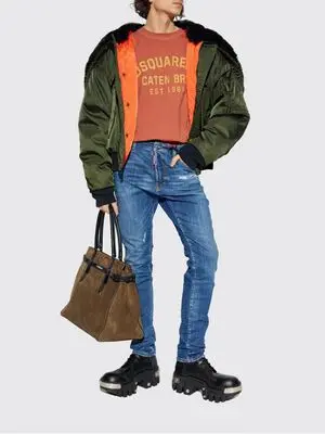 Dsquared2 Bomber Jacket With Faux Fur Collar - Green