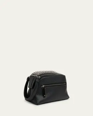 CHRISTIAN LOUBOUTIN Leather Travel Pouch With Spikes - Black/gun