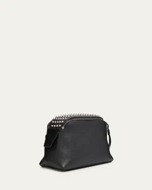 CHRISTIAN LOUBOUTIN Leather Travel Pouch With Spikes - Black/gun