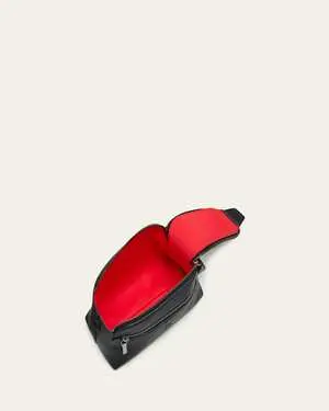 CHRISTIAN LOUBOUTIN Leather Travel Pouch With Spikes - Black/gun