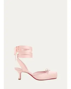 CHRISTIAN LOUBOUTIN 55mm Cassia Lace-up Ballet Pumps - Pink