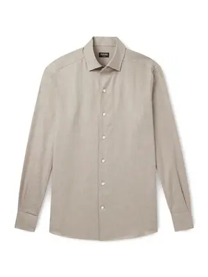 ZEGNA Zegna - Cotton And Cashmere-Blend Shirt - Men - Brown - S