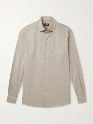Zegna Zegna - Cotton And Cashmere-Blend Shirt - Men - Brown - M Taupe