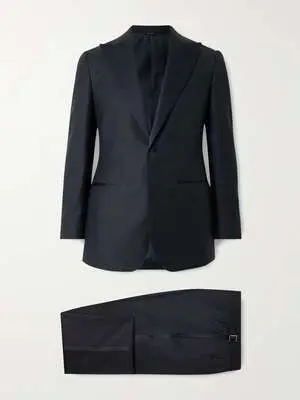 Thom Sweeney Thom Sweeney - Satin-Trimmed Wool And Mohair-Blend Tuxedo - Men - Blue  Navy