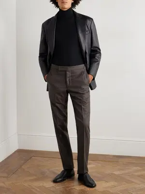 Thom Sweeney Slim-fit Tapered Wool Trousers