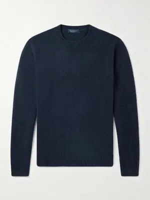 Thom Sweeney Brushed Cashmere-blend Sweater - Blue