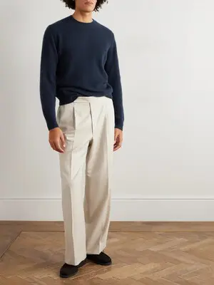 Thom Sweeney Brushed Cashmere-blend Sweater - Blue