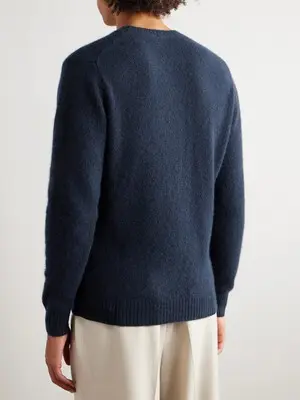 Thom Sweeney Brushed Cashmere-blend Sweater - Blue