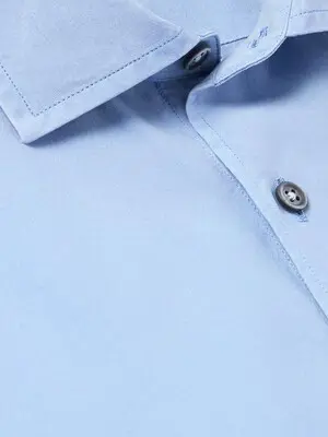 Zegna Spread-collar Mulberry Silk Shirt - Blue