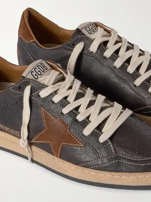 GOLDEN GOOSE Ball Star Distressed Leather Sneakers - Brown