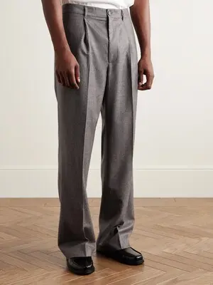 FRAME Wide-leg Pleated Virgin Wool-flannel Suit Trousers