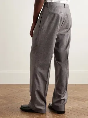 FRAME Wide-leg Pleated Virgin Wool-flannel Suit Trousers
