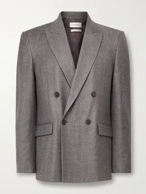 FRAME Double-breasted Virgin Wool-flannel Suit Jacket - Gray