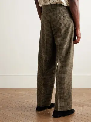 BODE Morris Pleated Houndstooth Wool Trousers