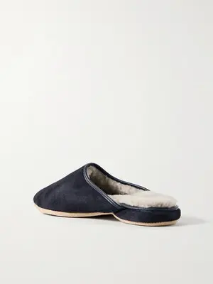 Derek Rose Shearling-lined Suede Slippers - Blue