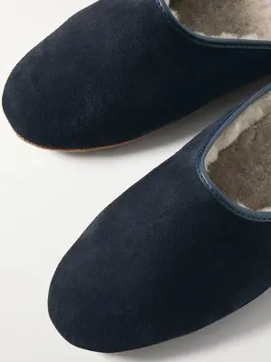 Derek Rose Shearling-lined Suede Slippers - Blue