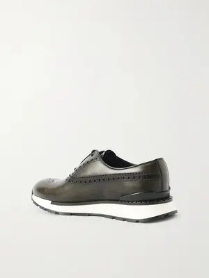 Berluti Fast Track Venezia Leather Oxford Sneakers - Green