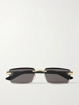 Cartier Signature Rectangular-frame Rimless Sunglasses - Black