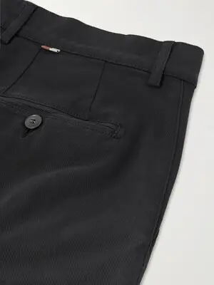 Canali Straight-leg Cotton-blend Twill Chino - Black
