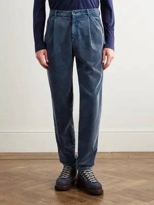 Brunello Cucinelli Tapered Cotton-corduroy Trousers - Blue