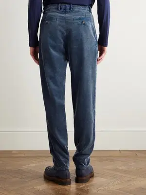 Brunello Cucinelli Tapered Cotton-corduroy Trousers - Blue