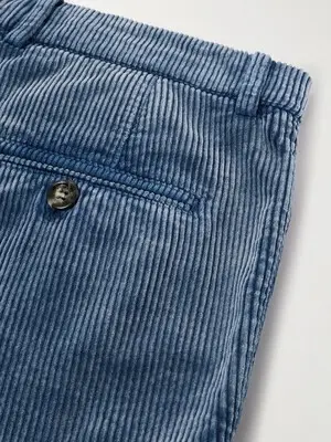 Brunello Cucinelli Tapered Cotton-corduroy Trousers - Blue