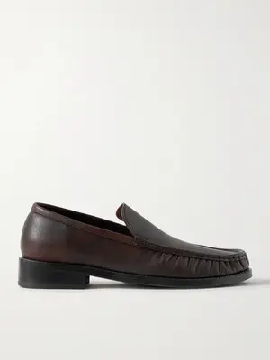 Acne Studios Logo-print Burnished-leather Loafers