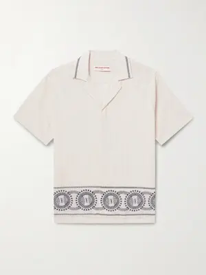 Orlebar Brown Maitan Cirqua Camp-Collar Shirt Neutrals