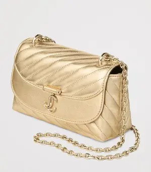 JIMMY CHOO Small Curve Leather Cross-body Bag - Gold