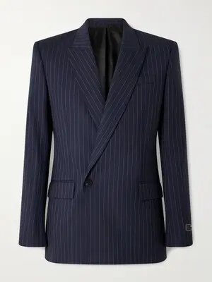 Balmain Double-breasted Pinstriped Wool-blend Blazer