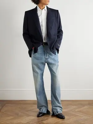 Balmain Double-breasted Pinstriped Wool-blend Blazer
