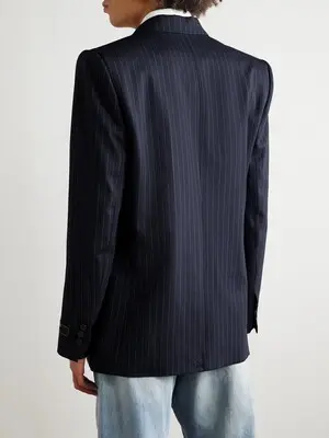 Balmain Double-breasted Pinstriped Wool-blend Blazer