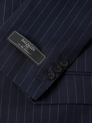 Balmain Double-breasted Pinstriped Wool-blend Blazer
