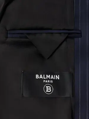 Balmain Double-breasted Pinstriped Wool-blend Blazer