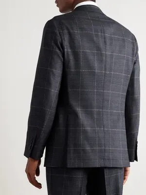 Brunello Cucinelli Checked Double-breasted Cashmere And Virgin Wool-blend Suit Jacket