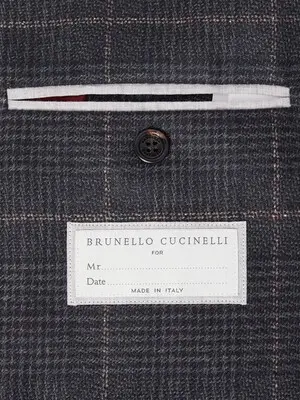 Brunello Cucinelli Checked Double-breasted Cashmere And Virgin Wool-blend Suit Jacket