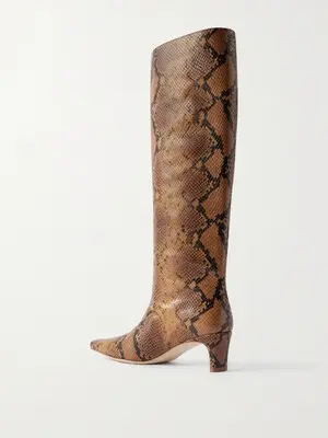 Staud Wally Snake-effect Leather Knee Boots - Animal Print